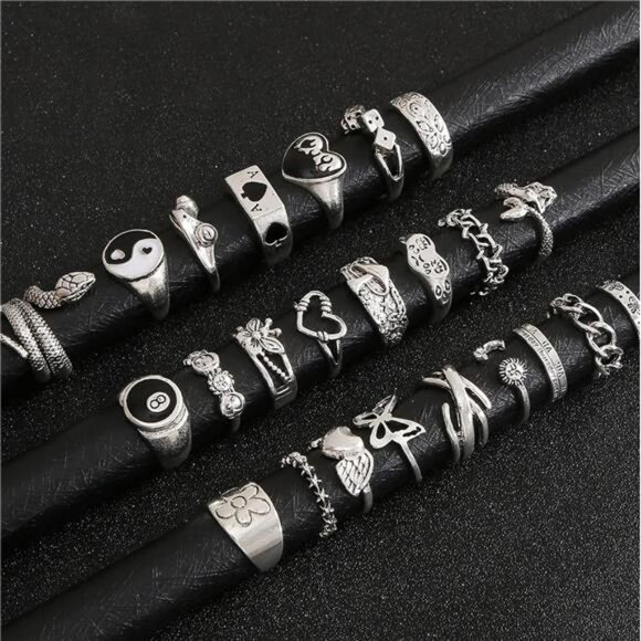 Branded | Other | Vintage Silver Open Punk Rings For Men Women 24pcs ...
